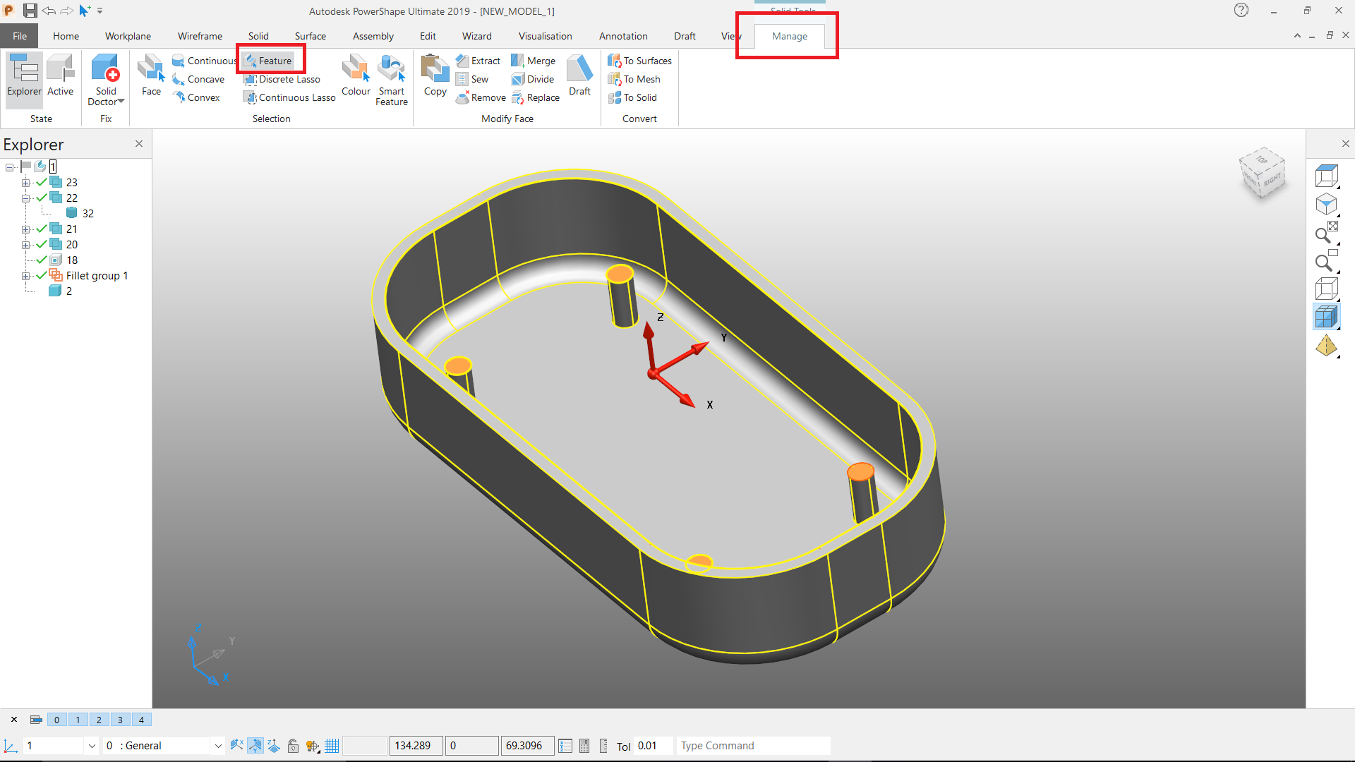How to replace the face in PowerShape