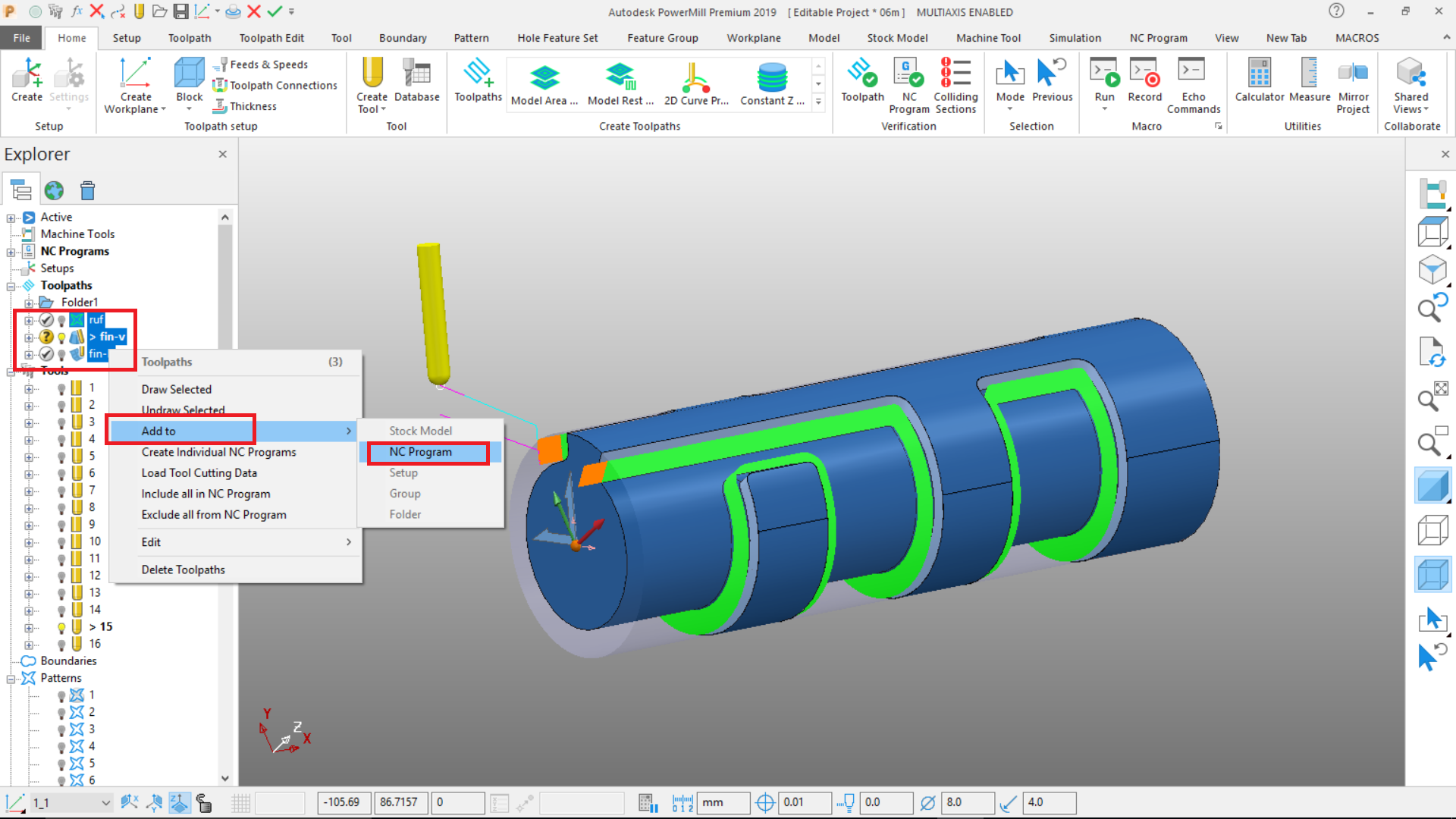How to find total machining time of project in PowerMill