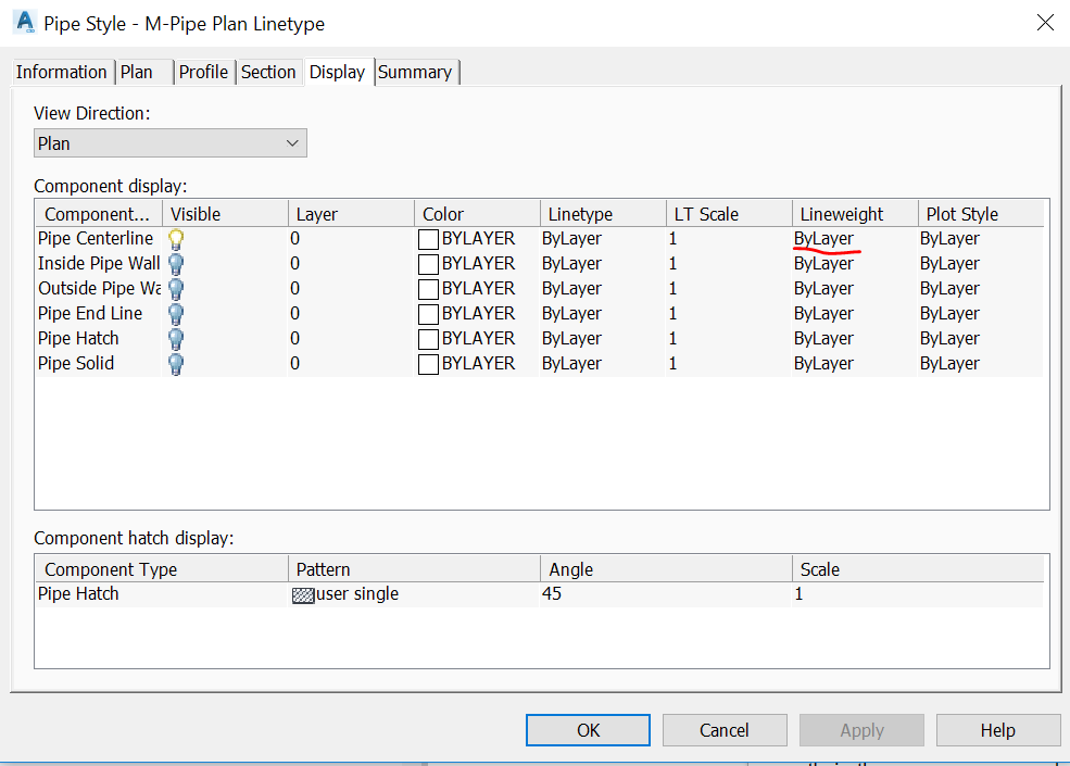 Pipes use the layer the XREF is on for the lineweight and plot style when plotting in an xref in ...