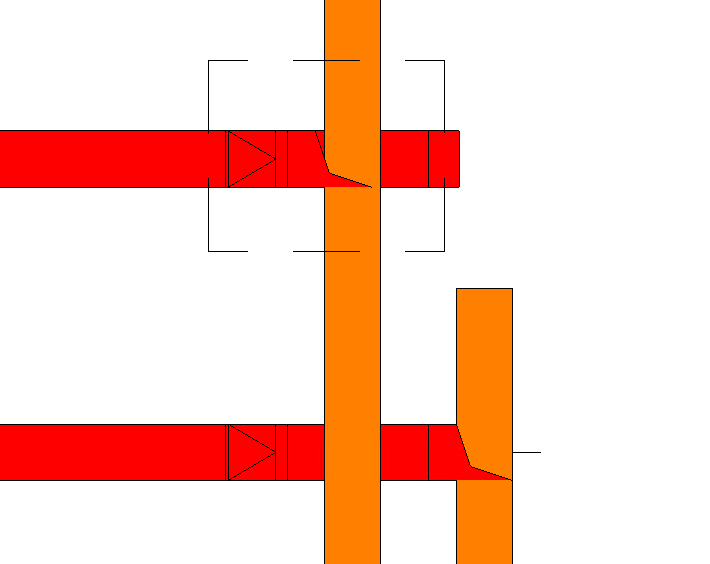 Filled Rise Drop Symbols show through ducting above