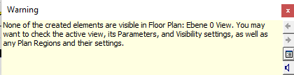 "None of the created elements are visible in Floor Plan [...]" displayed while creating section ...