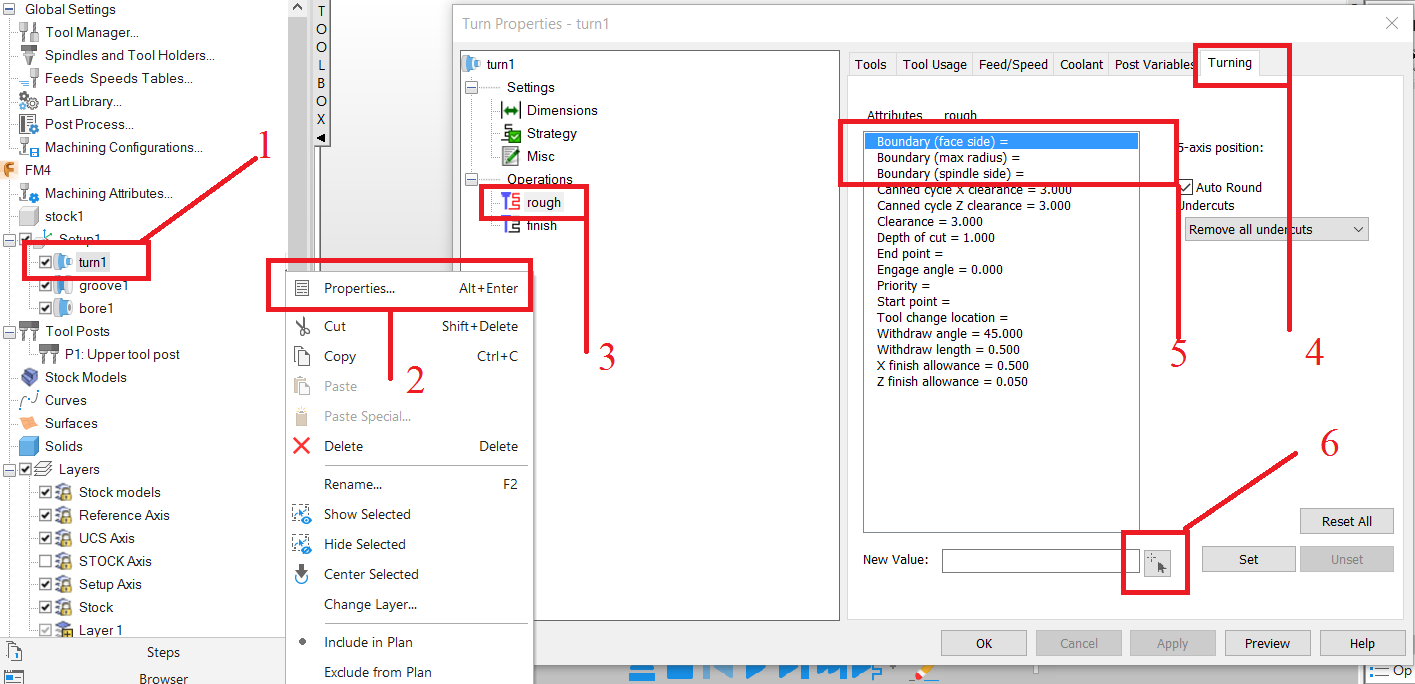 How to limit a turning toolpath using boundaries in FeatureCAM