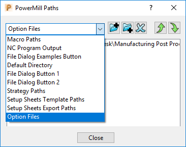 How to set a default machine option file in PowerMill