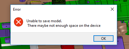 "Model failed to save" when saving in PowerShape.