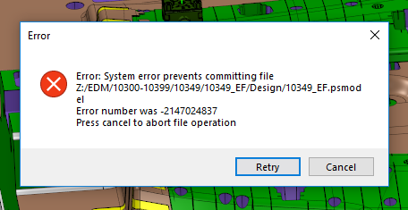 "Model failed to save" when saving in PowerShape.
