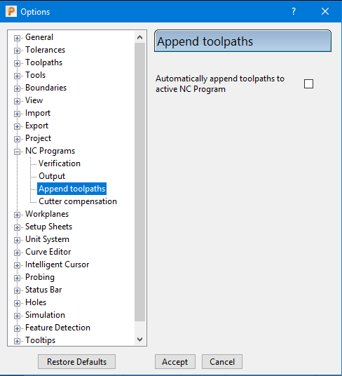 How To Stop Toolpaths Automatically Adding To An Nc Program In Powermill 1923