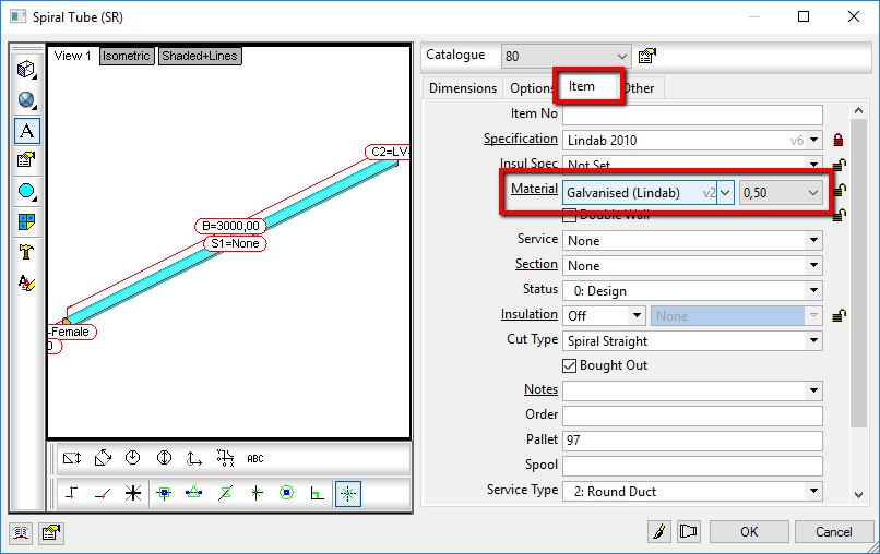 Specification does not apply expected material in Fabrication