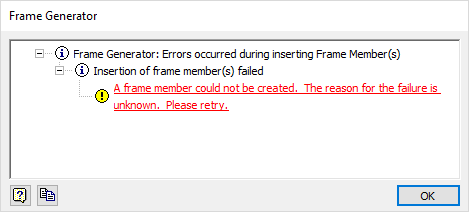 "A frame member could not be created" during inserting frame in Inventor assembly