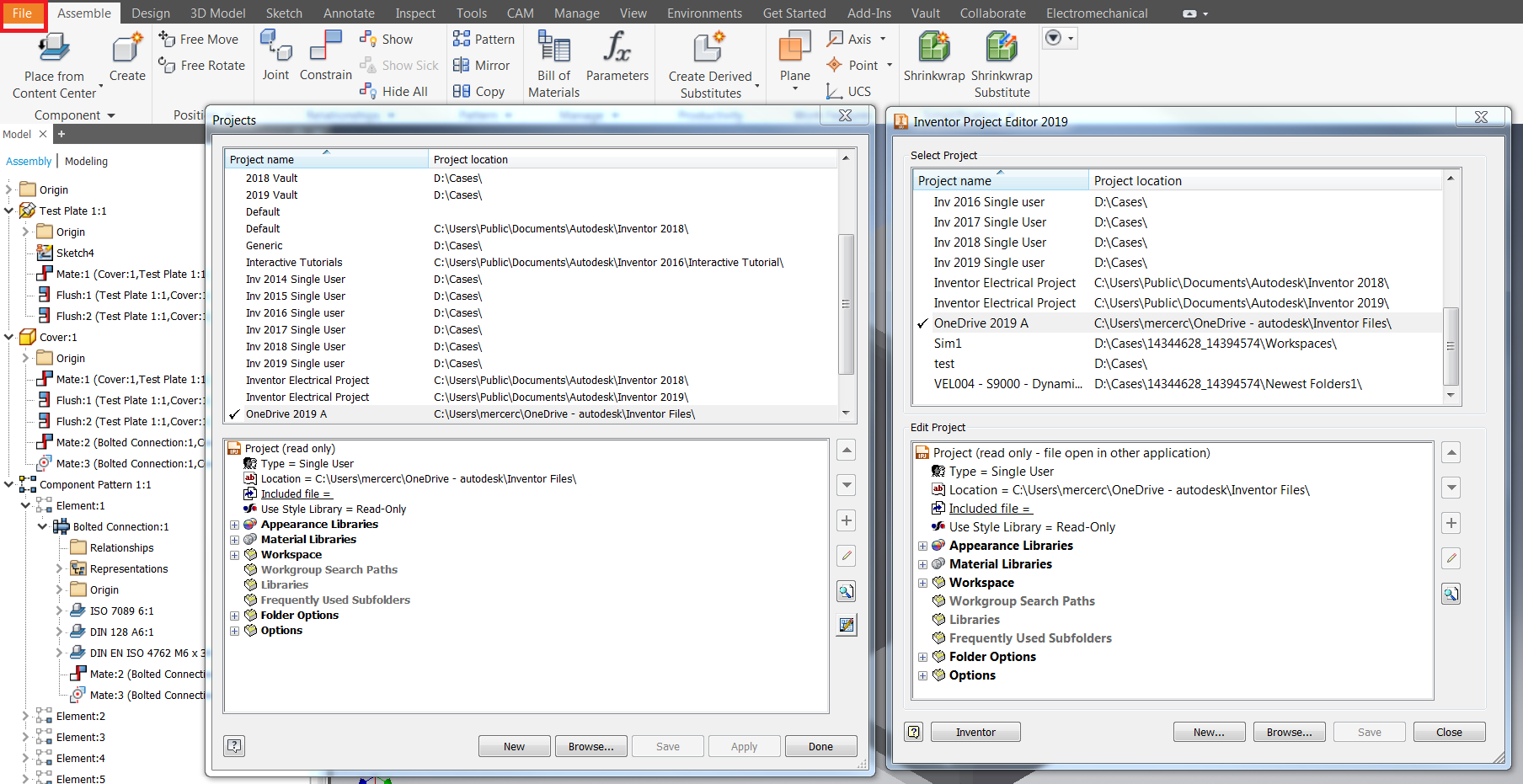Work with Inventor files and Microsoft OneDrive service