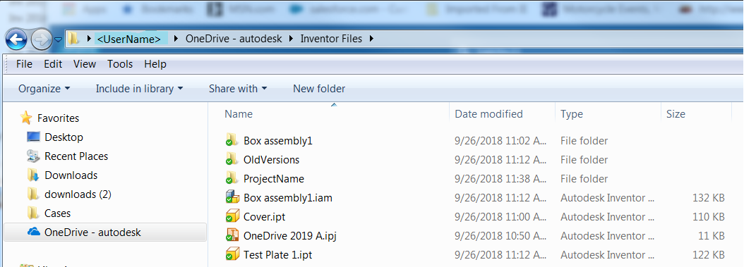 Work with Inventor files and Microsoft OneDrive service