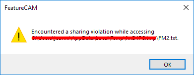 Error: "Encountered a sharing violation while accessing..." when opening the NC Code tab in ...