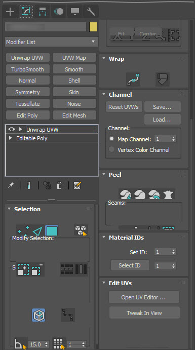 Unwrap UVW modifier displays overlapping and cut-off roll-out menu sections in 3ds Max