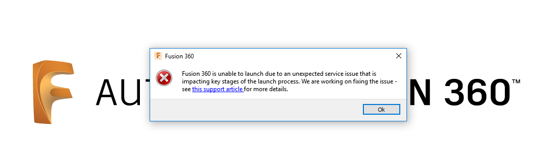 "Fusion is unable to launch due to an unexpected service issue..." when ...