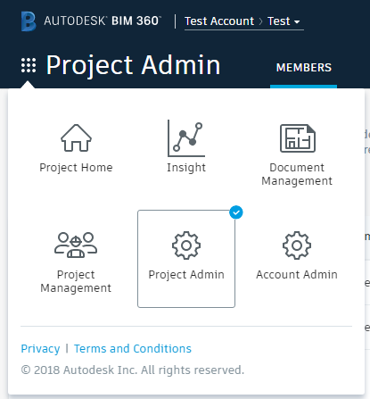 Unable to see newly activated service from the module menu in BIM 360 project