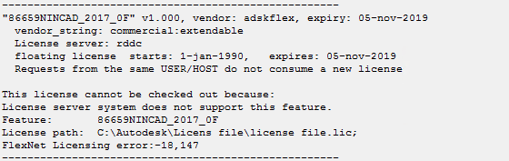 Error "FlexNet Licensing error:-18,147" in LMTOOLS