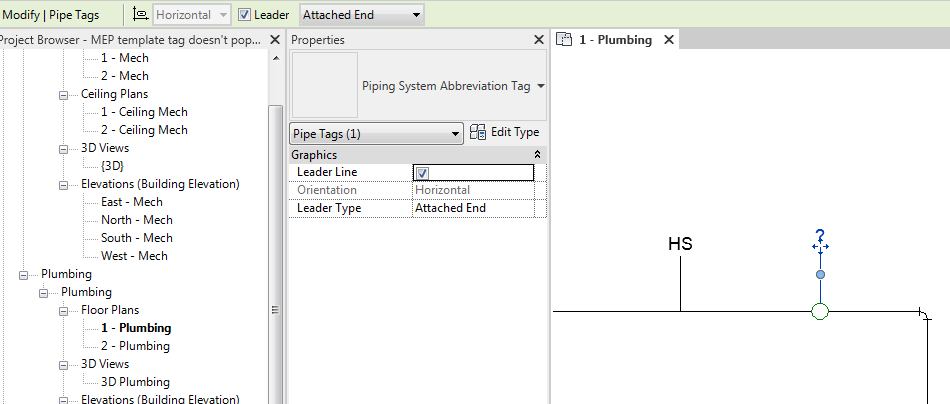 Pipe system abbreviation does not appear in tags on pipes perpendicular ...