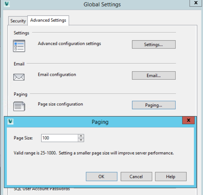 Updating page size limit to edit more files properties on screen at once within Vault