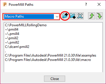 How to set macro paths in PowerMill
