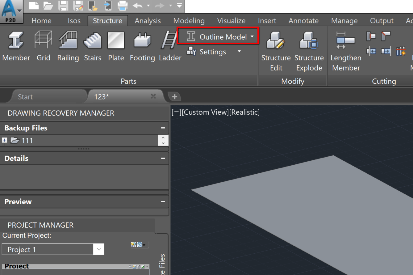 Structural grating displays as solid in Plant 3D