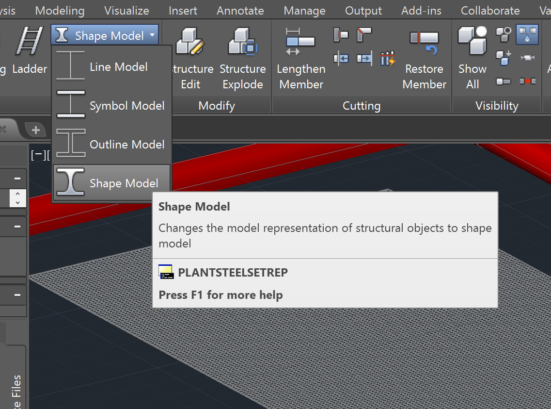 Structural grating displays as solid in Plant 3D