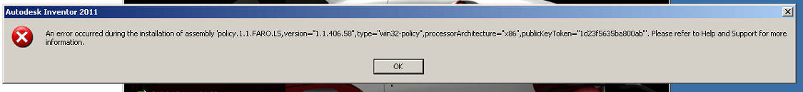 Error: "An error occurred during Installation of assembly FARO.LS ...
