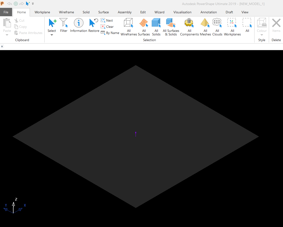 Grey plane appeared on the screen in PowerShape