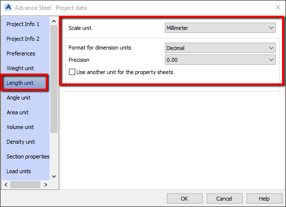 How to change dimension units in Advance Steel detail drawing
