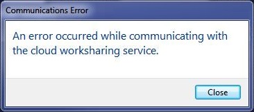 "An error occurred while communicating with the cloud worksharing service" opening Revit Cloud model