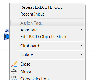 "Assign Tag..." is grayed-out in context menu for a specific P&ID component in AutoCAD Plant 3D