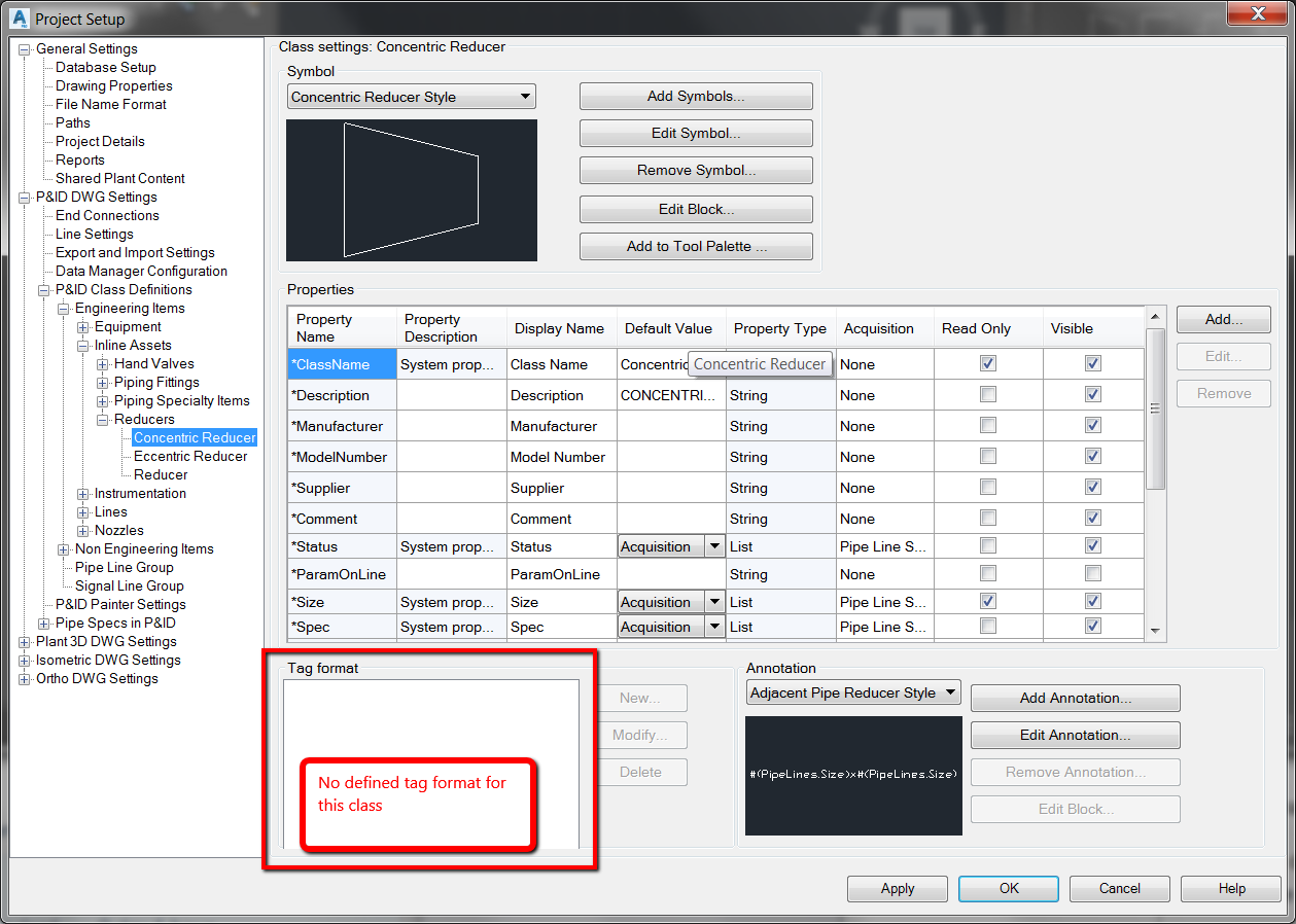 "Assign Tag..." is grayed-out in context menu for a specific P&ID component in AutoCAD Plant 3D