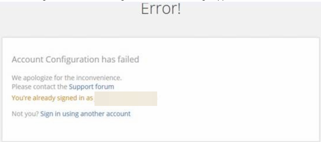 Error: "Account configuration has failed" message appears when trying to access hub in BIM 360 Team
