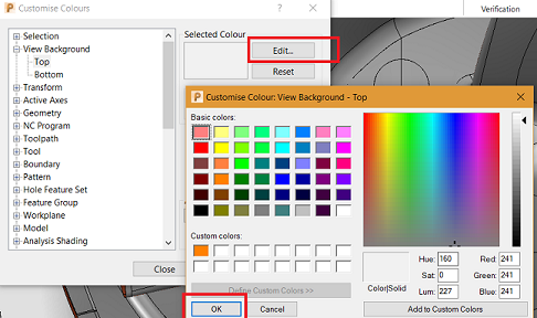 How to change background colour in PowerMill
