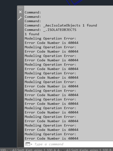 "Modeling Operation Error: Error Code Number is 40044" when isolating objects in AutoCAD-based ...