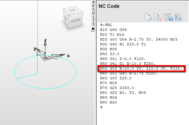 Want to see multiple arcs in nc code output when machining a circular pocket within FeatureCAM