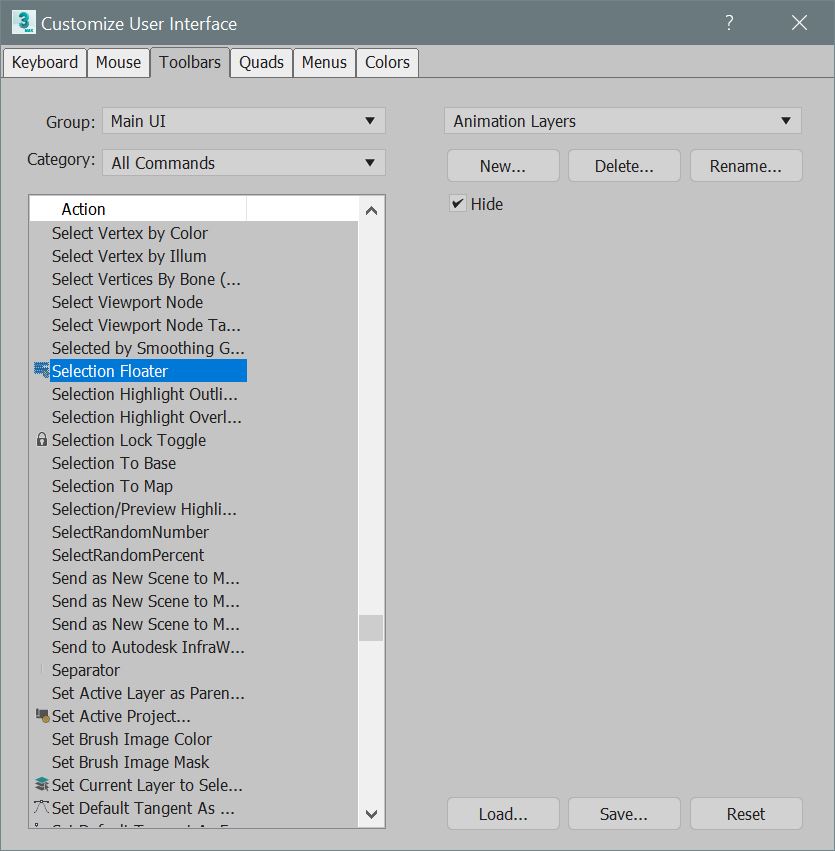How to bring back the old "Select by Name" menu as a floating toolbar in 3ds Max