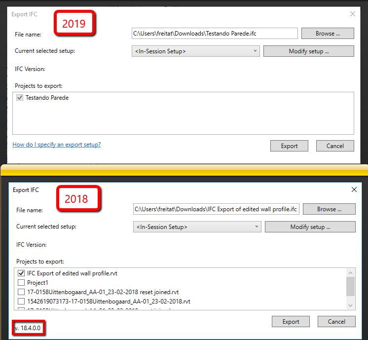 How to find out the IFC exporter version in Revit