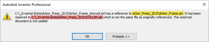 "An error occurred replacing..." or "The resolved document is not usable" changing reference of ...