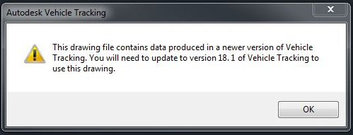 "This drawing file contains data produced in a newer version of Vehicle ...