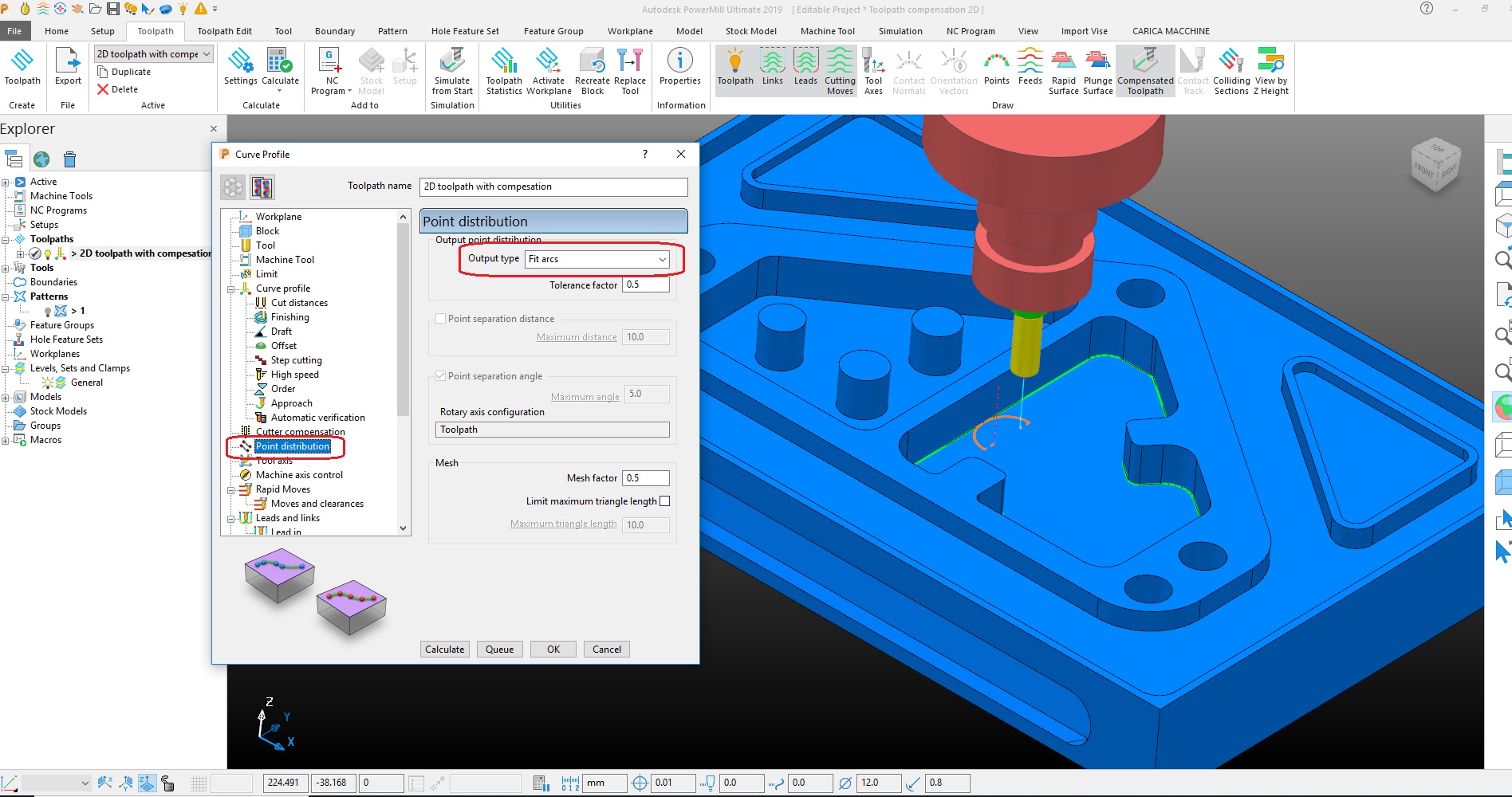 How to correctly set the Point distribution in a 2D toolpath with ...