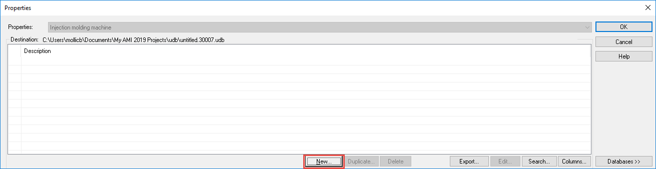 How to create and save a custom injection molding machine in Moldflow