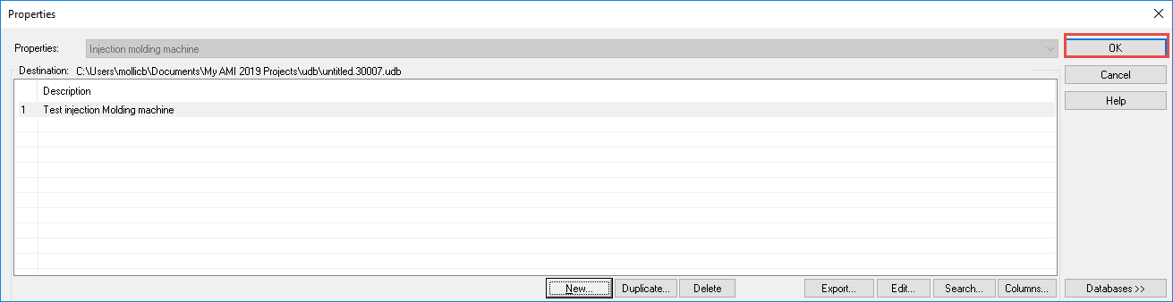 How to create and save a custom injection molding machine in Moldflow