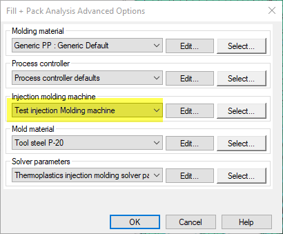 How to create and save a custom injection molding machine in Moldflow