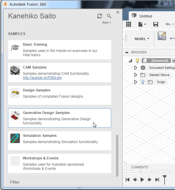 How to find the Generative Design tutorial and demo files in Fusion 360