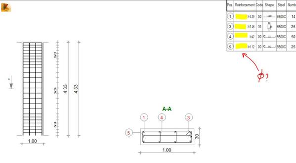 No rebar diameter / name on RC drawing in Robot Structural Analysis