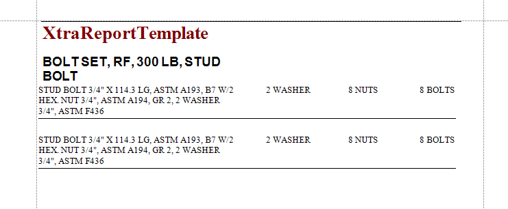 How to split in a report of the Report Creator the bolt set into bolt ...