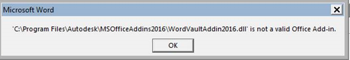 is not valid Office Add-in" when trying to sign in to Vault Add-in for ...