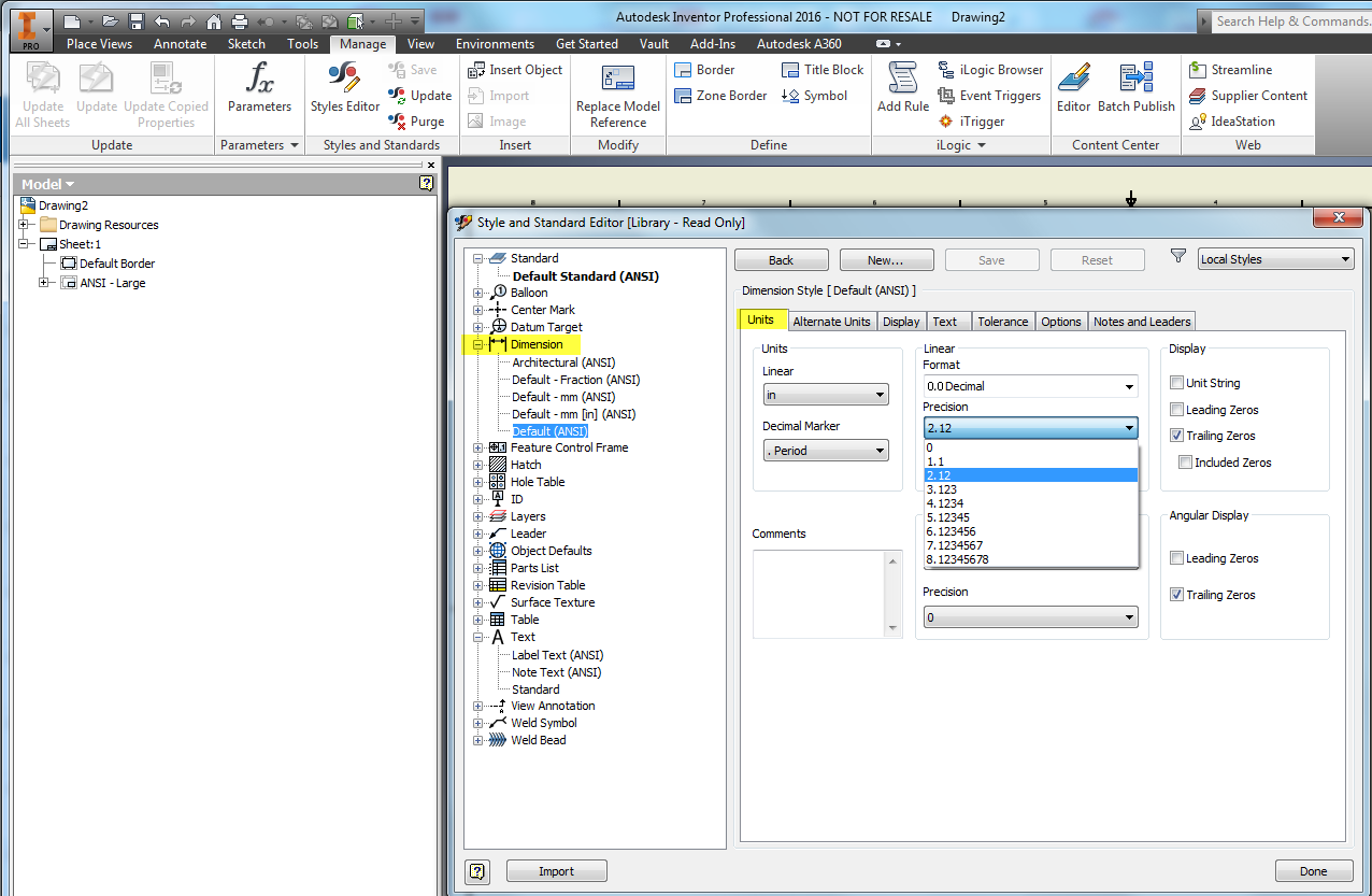 How to set the number of decimal places for dimensions on an Inventor ...