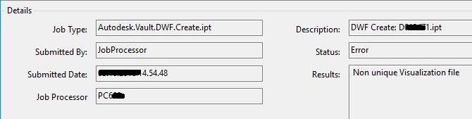 Vault Job Processor中显示“非唯一可视化文件”