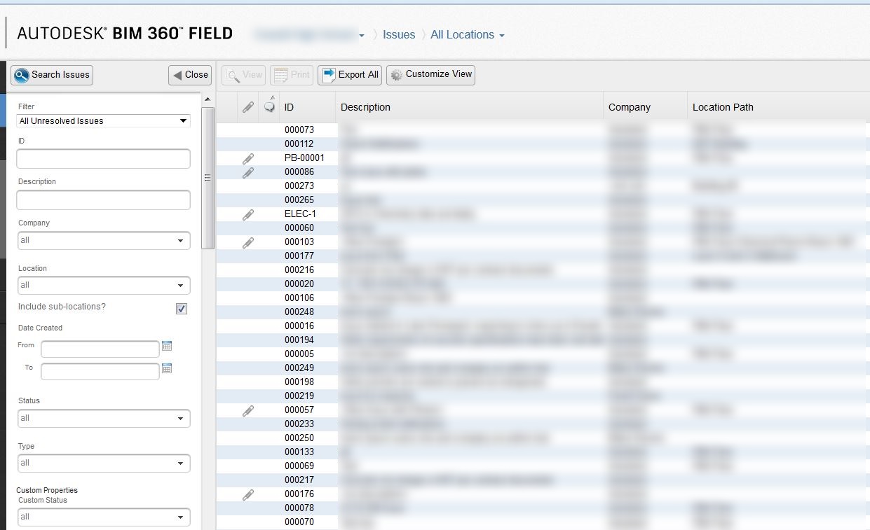 "There are no filters for your role" message returned within BIM 360 Field