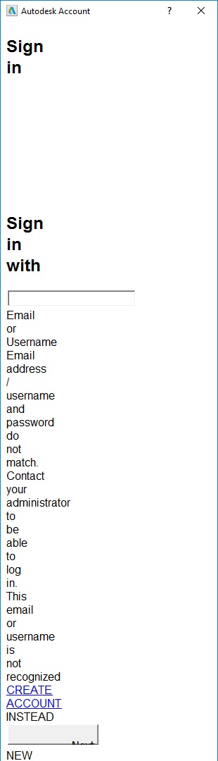 Incomplete login screen in Autodesk 2017 products